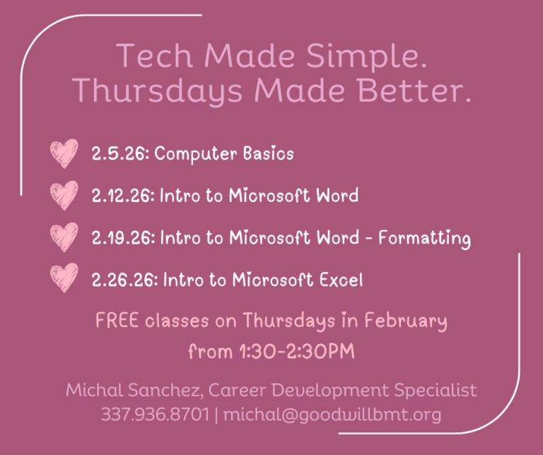Intro to Microsoft Word with Michal - Goodwill Beaumont